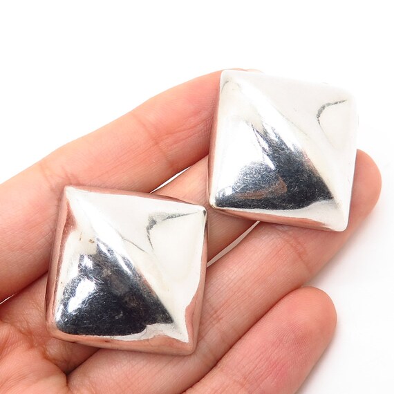 925 Sterling Silver Hollow Rhombus Design Earrings - Gem