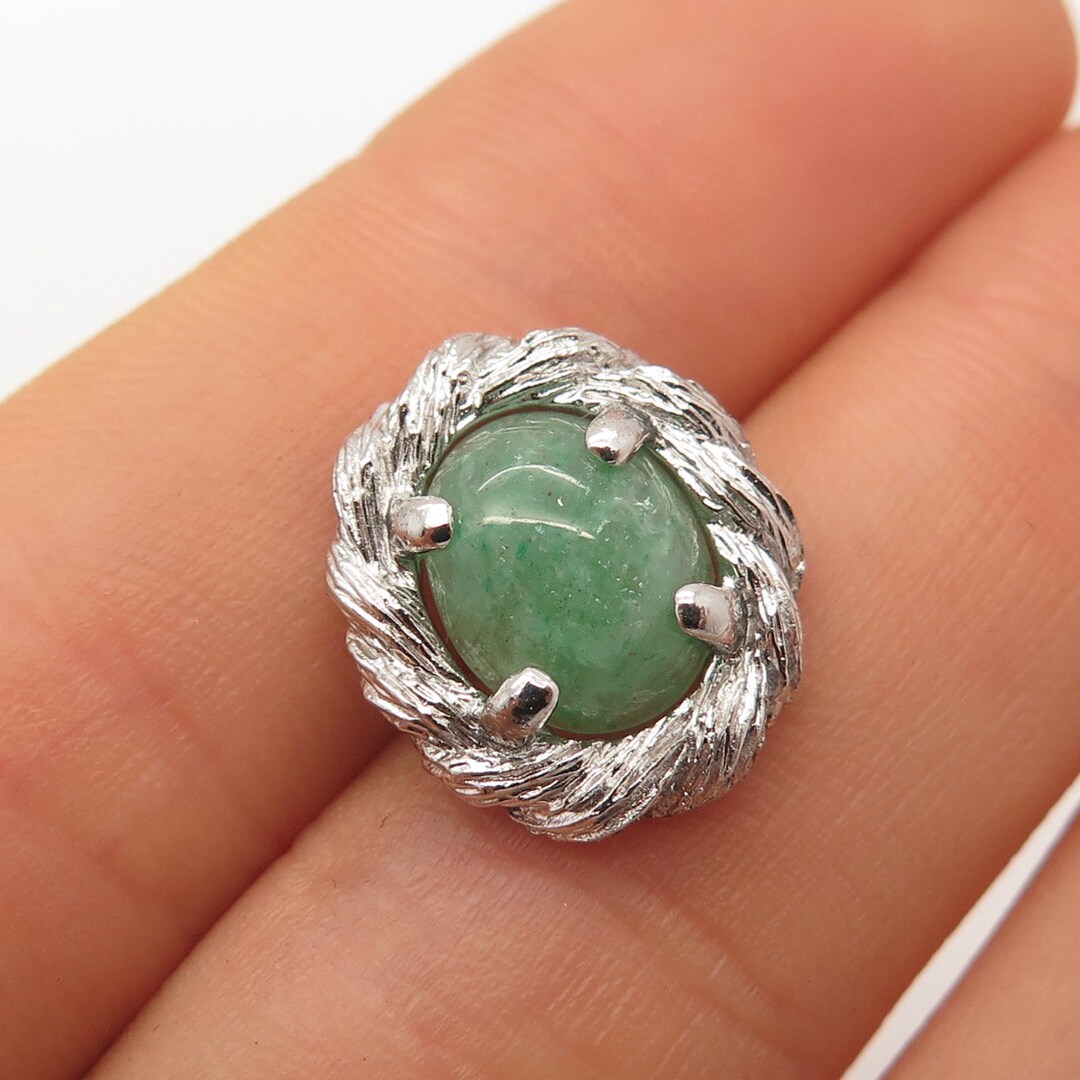 925 Sterling Silver Vintage B. A. Ballou Real Aventurine Gemstone Lapel ...