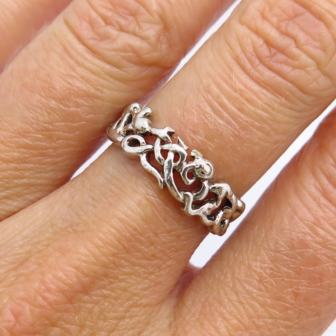 925 Sterling Silver Chain / Braid Design Band Ring Size 6.5 - Etsy