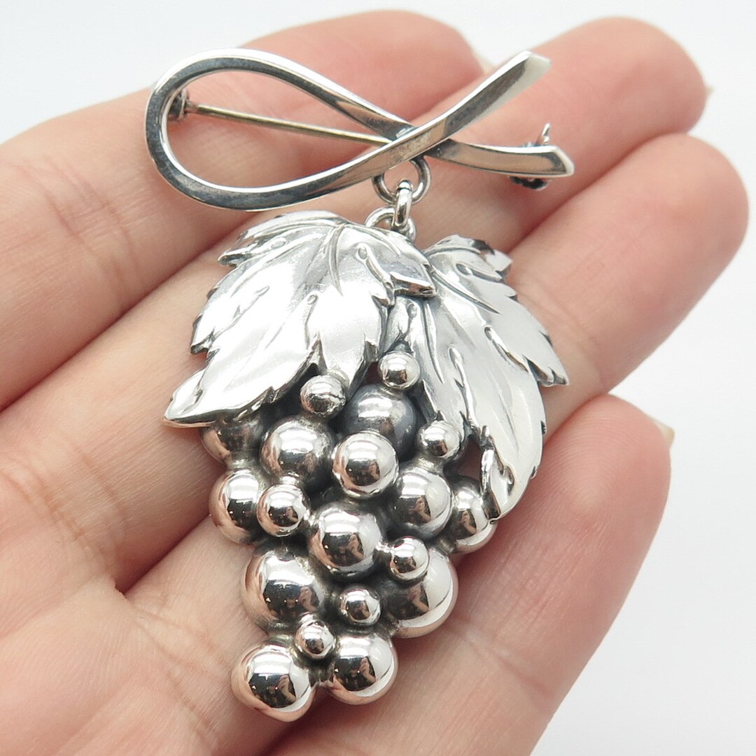 925S Sterling Silver Vintage Bunch of Grapes Pin Brooch - Etsy