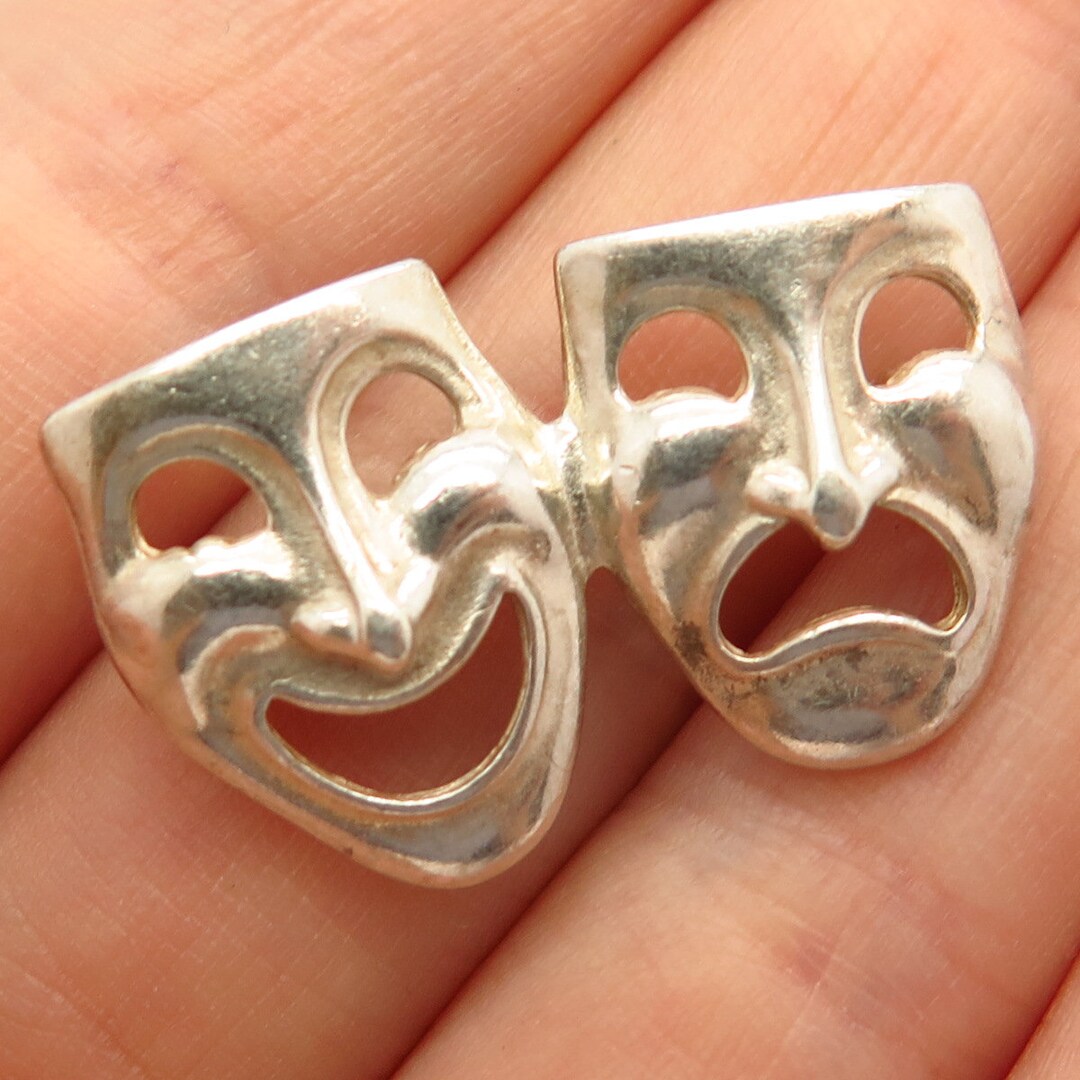 925 Sterling Silver Sock and Buskin Tragedy Comedy Masks - Etsy