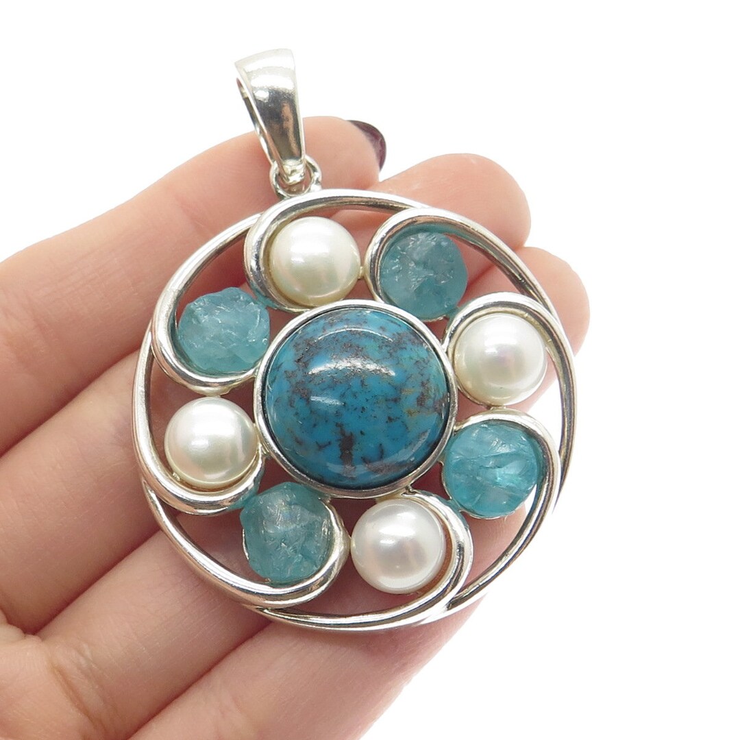WHITNEY KELLY Sterling Silver Vintage Real Turquoise Quartz Pearl ...