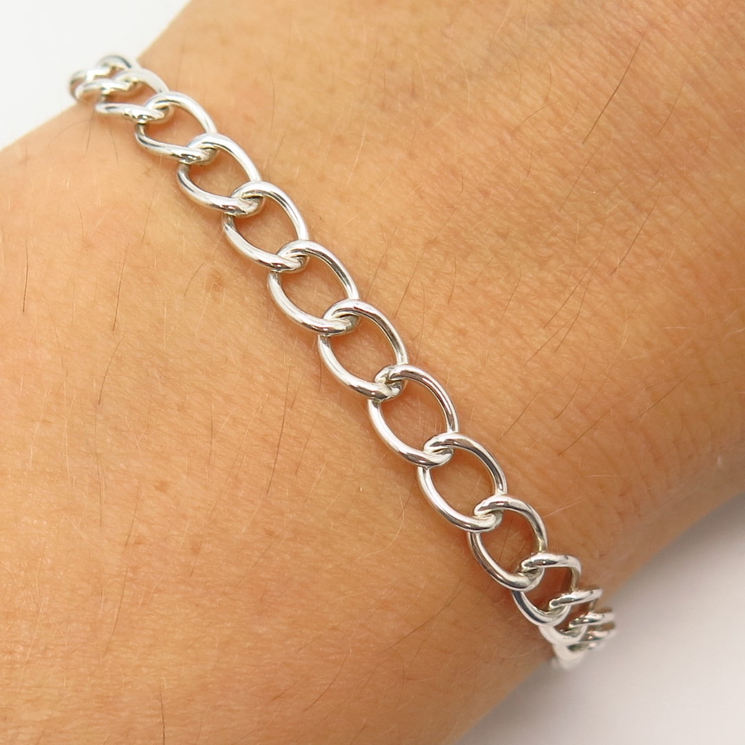 925 Sterling Silver Cable Link Bracelet 7.5" - Etsy