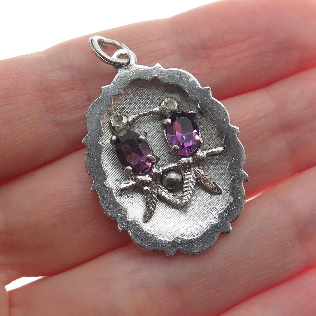 MARK MERCY 925 Sterling Vintage Real Amethyst Abstract Bird Couple ...