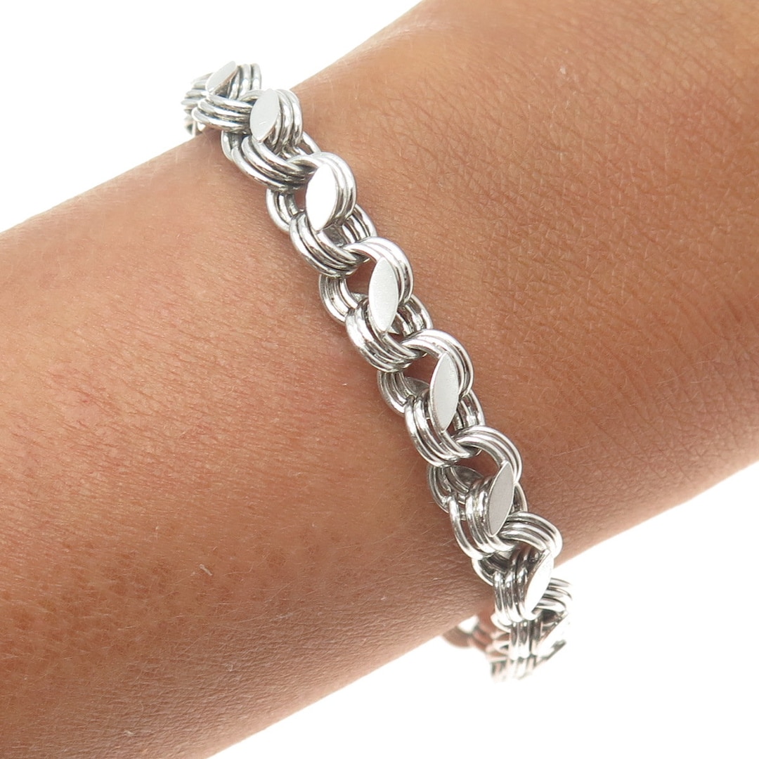 925 Sterling Silver Vintage Modernist Triple Rolo Link Bracelet 7" - Etsy