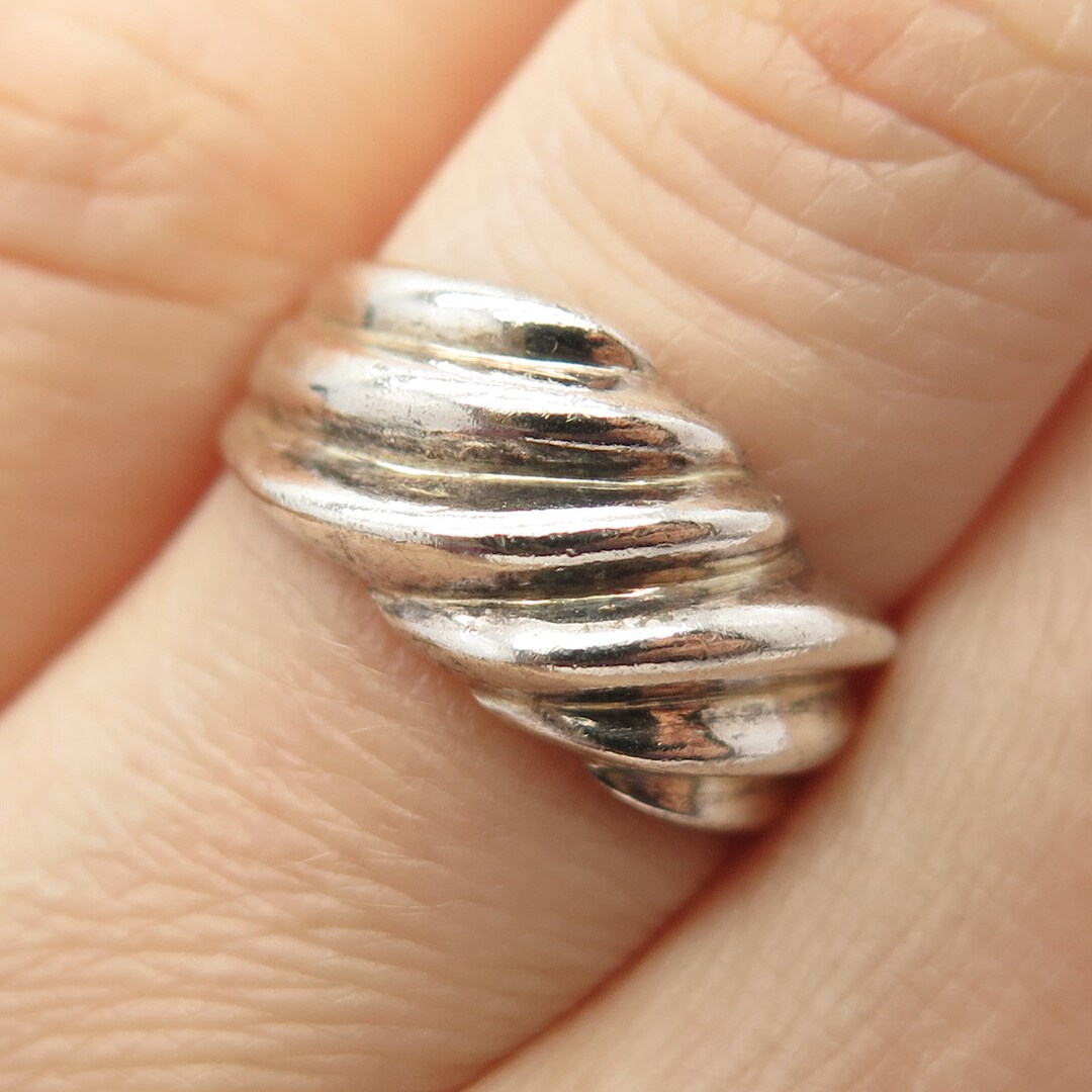 925 Sterling Silver Vintage Ribbed Ring Size 7 - Etsy