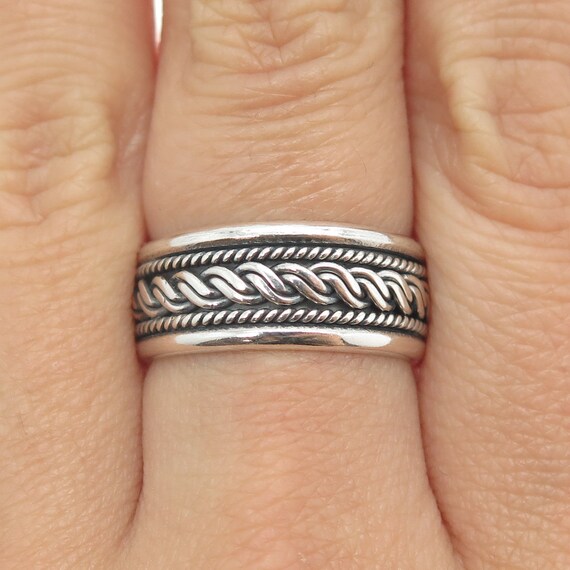 Rope ring band sterling - Gem