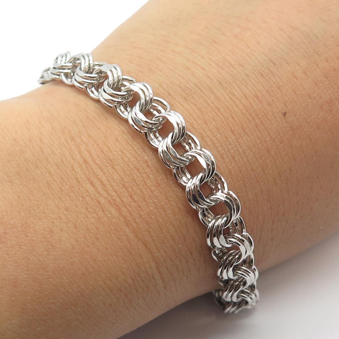 925 Sterling Silver Vintage Triple Rolo Link Bracelet 7" - Etsy