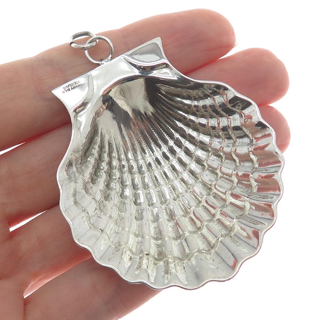 TIFFANY and CO. 925 Sterling Silver Vintage Seashell Large Pendant - Etsy
