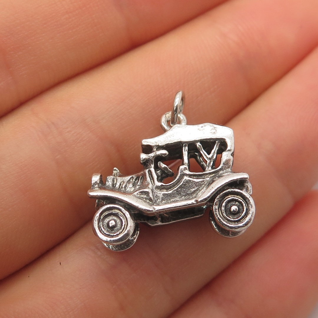 925 Sterling Silver Vintage Old Car Charm Pendant - Etsy