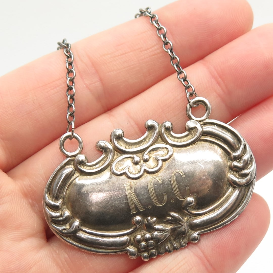 925 Sterling Silver Vintage "k. C. C." Bottle Tag 6" - Etsy