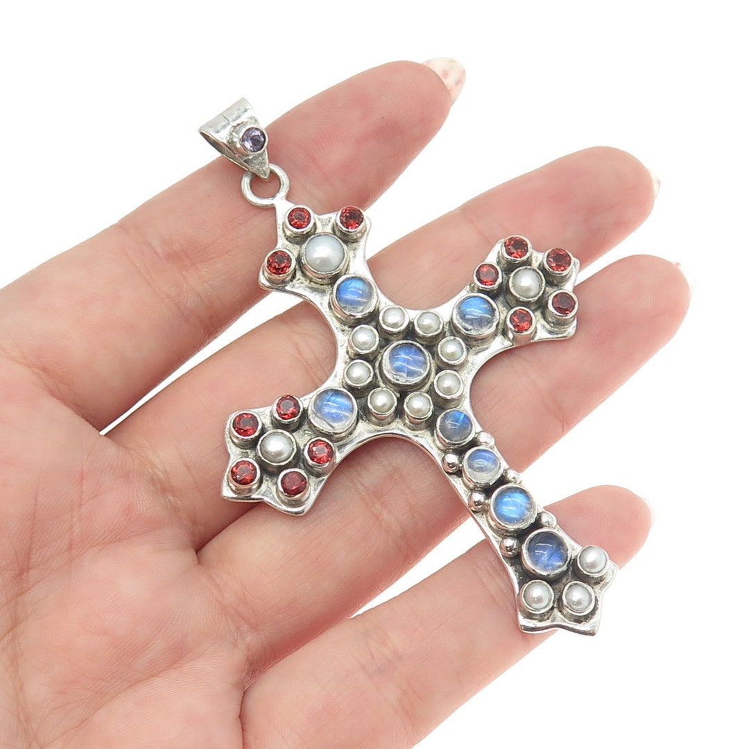 NICKY BUTLER Sterling Vintage Real Moonstone Pearl Garnet Amethyst ...