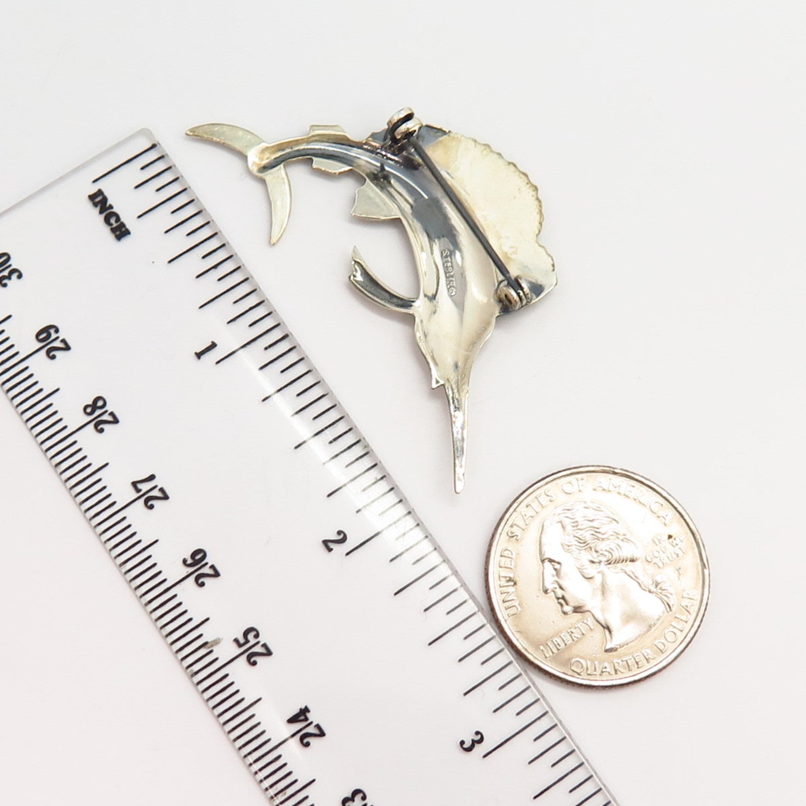 925 Sterling Silver Vintage Sword Fish Design Pin Brooch | Etsy