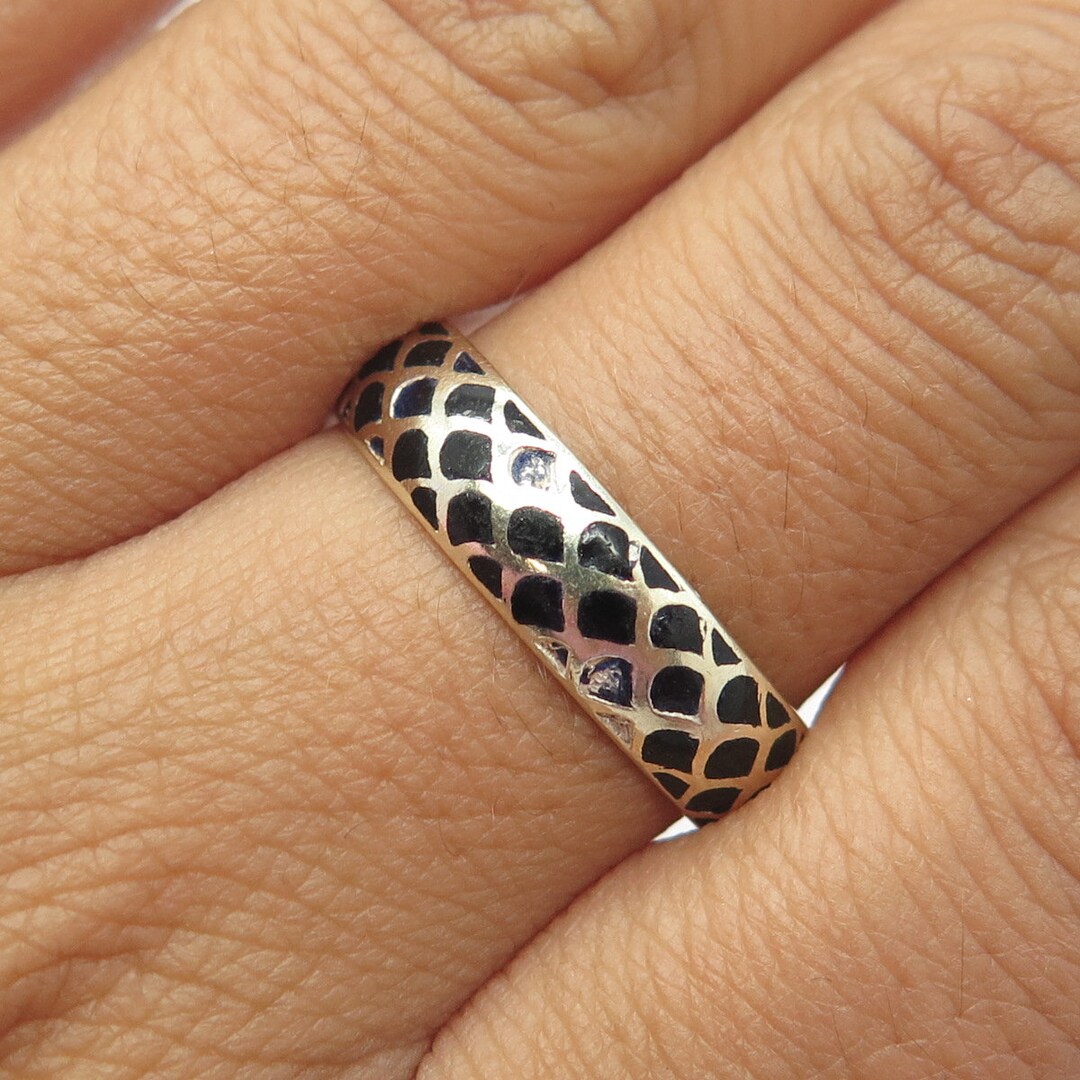 916 Silver Vintage Eastern Europe Enamel Band Ring Size 10 - Etsy