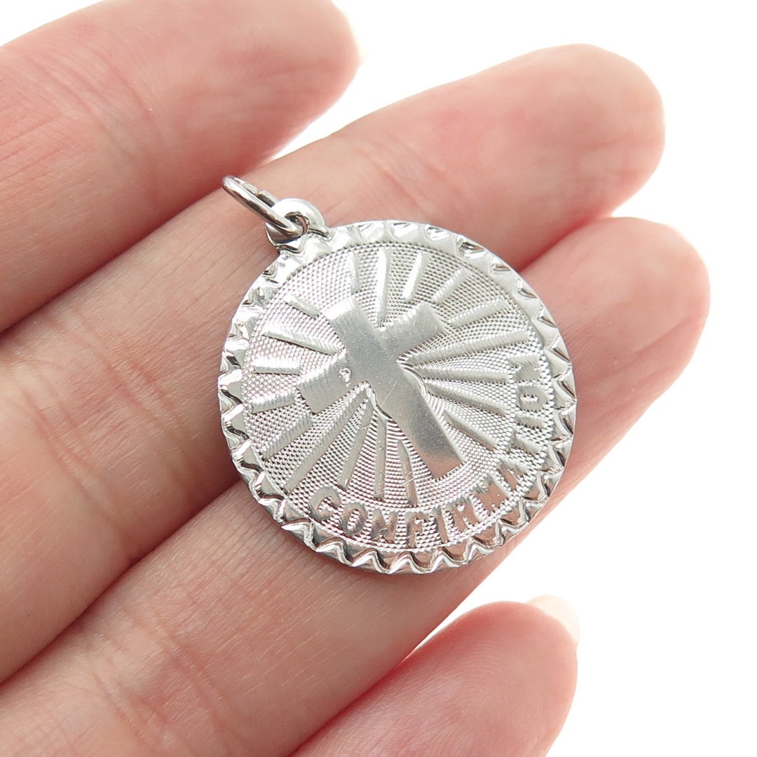 925 Sterling Silver Vintage Confirmation Cross Religious Charm Pendant ...