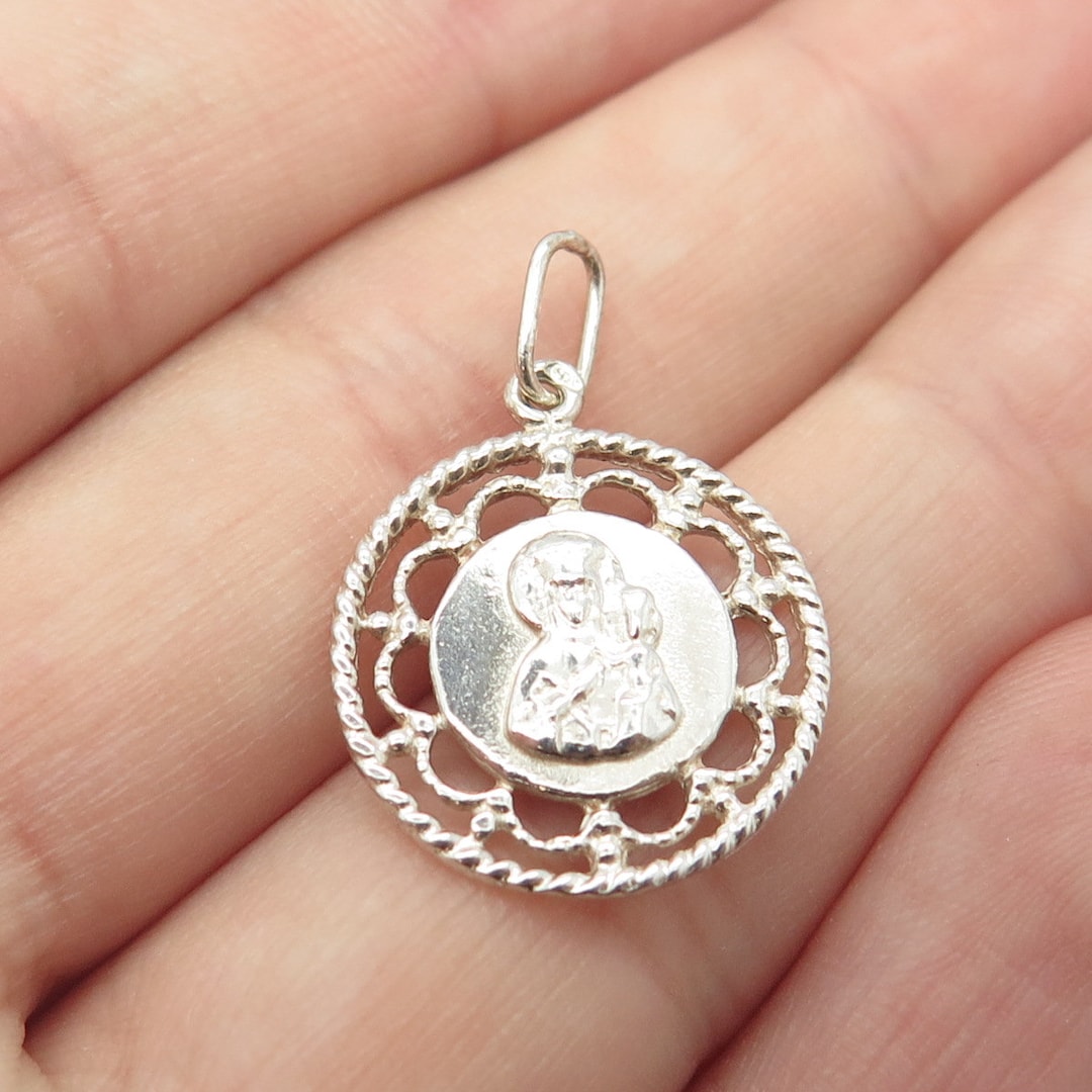 925 Sterling Silver Vintage Religious Theme Charm Pendant - Etsy