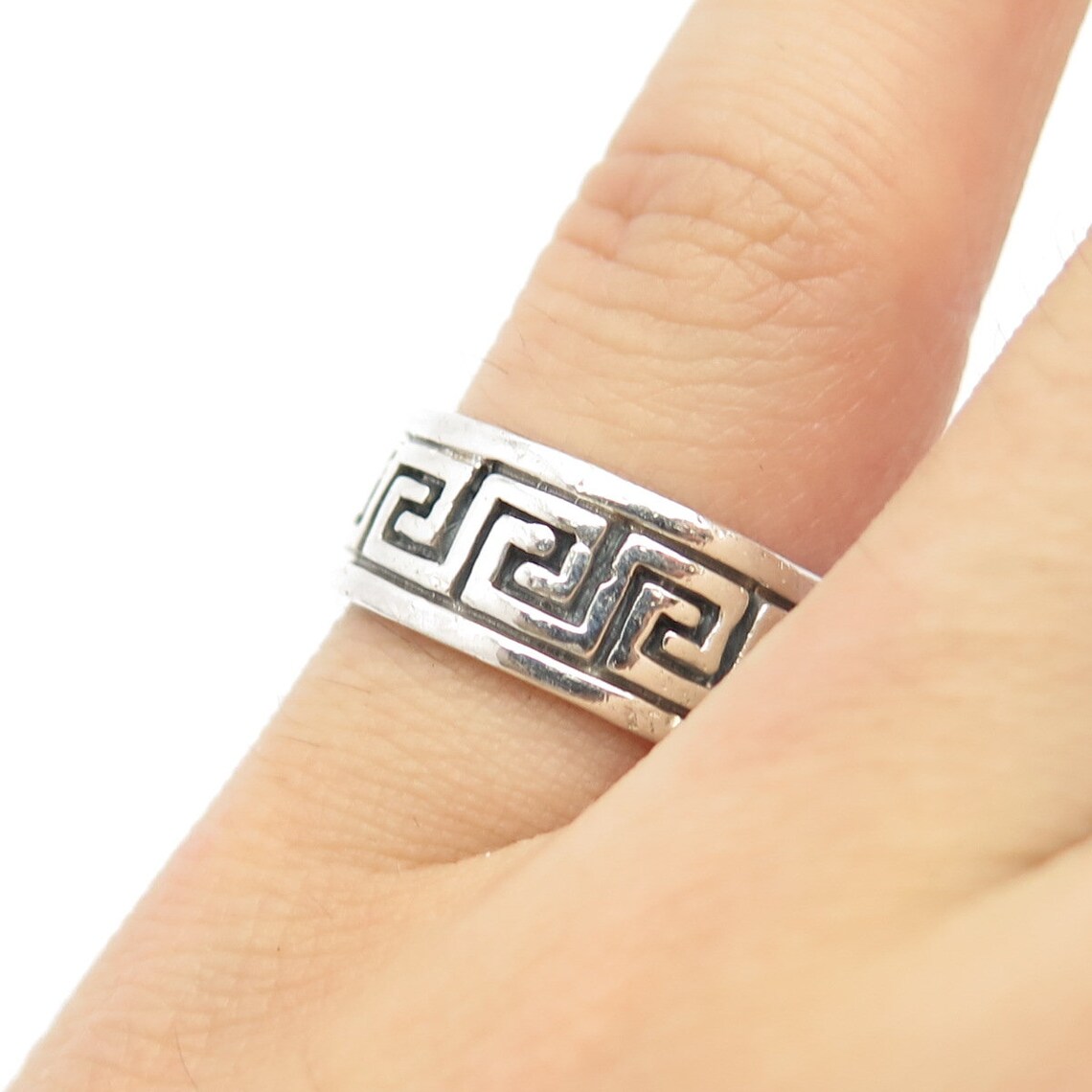 925 Sterling Silver Vintage Greek Maze Band Ring Size 5 | Etsy