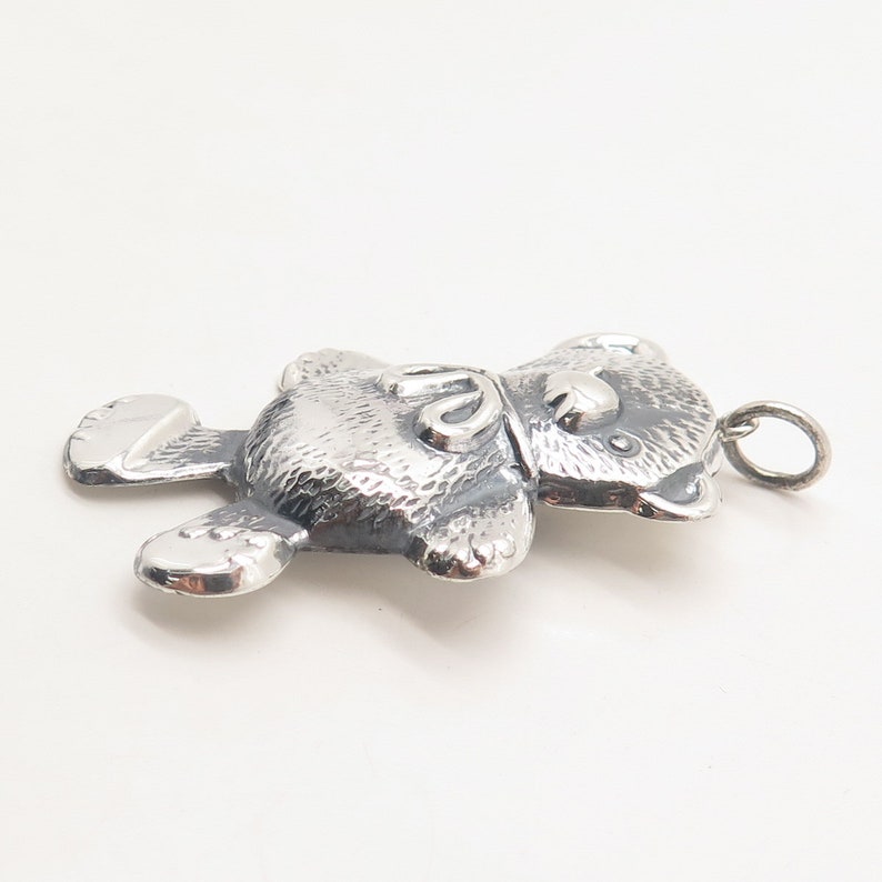 925 Sterling Silver Vintage Teddy Bear Pendant - Etsy