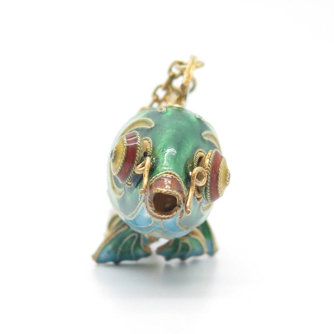 925 Sterling Silver Gold Plated Antique Enamel Chinese Koi Fish ...