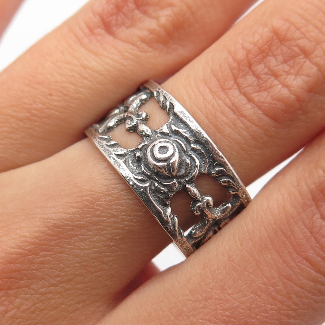 835 Silver Vintage ALBO Ornate Band Ring Size 9.5 - Etsy 日本