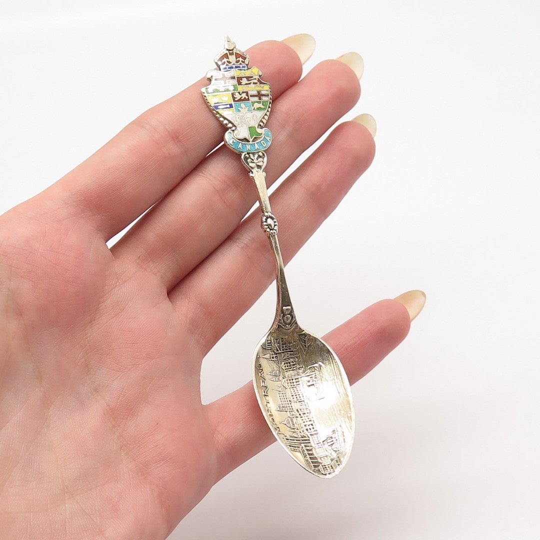 925 Sterling Silver Antique Canada Roden Bros. Colorful Enamel ...