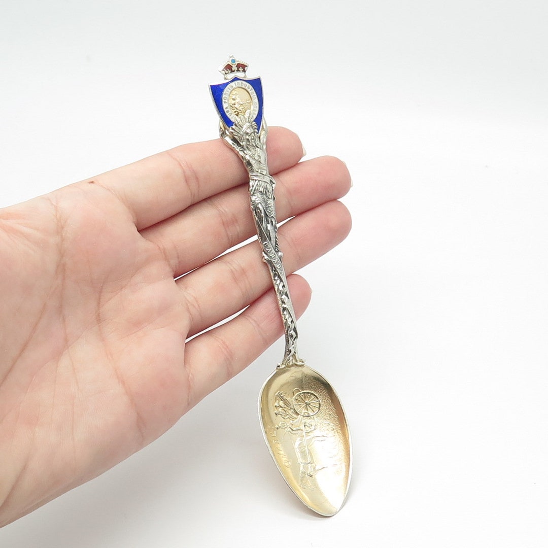 925 Sterling Silver Antique Roden Bros. Ltd. Enamel Quebec States and ...