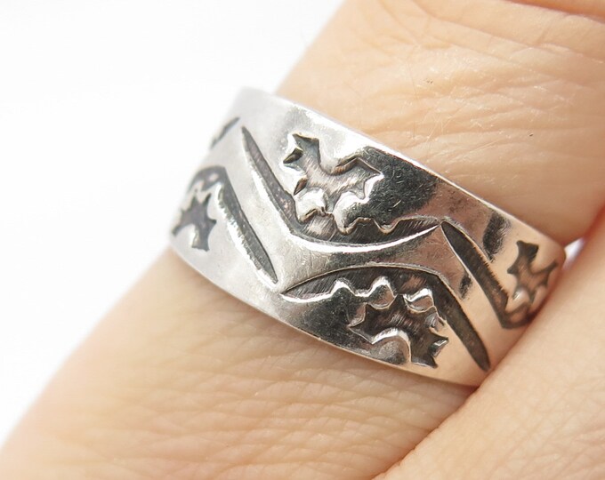925 Sterling Silver Vintage Tribal Symbols Ring Size 7 3/4 - Etsy
