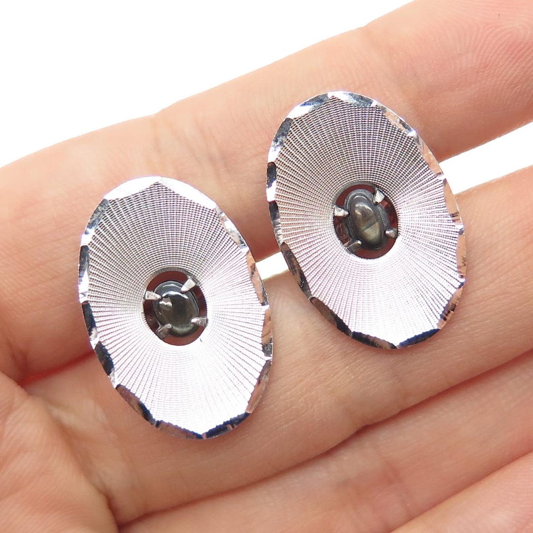 ANSON 925 Sterling Silver Antique Art Deco Real Black Sapphire ...