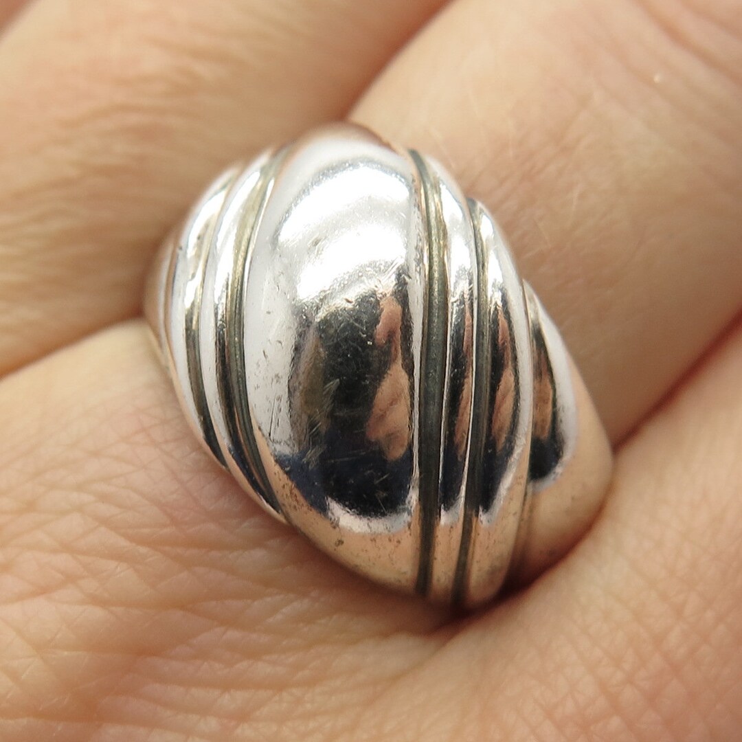 925 Sterling Silver Vintage Kabana Striped Design Ring Size 8 - Etsy