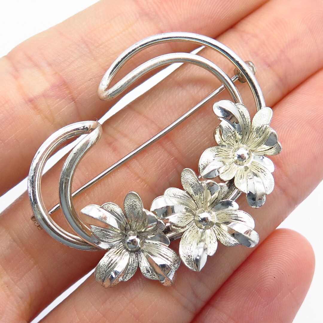 925 Sterling Silver Vintage Forstner Floral Design Pin Brooch - Etsy