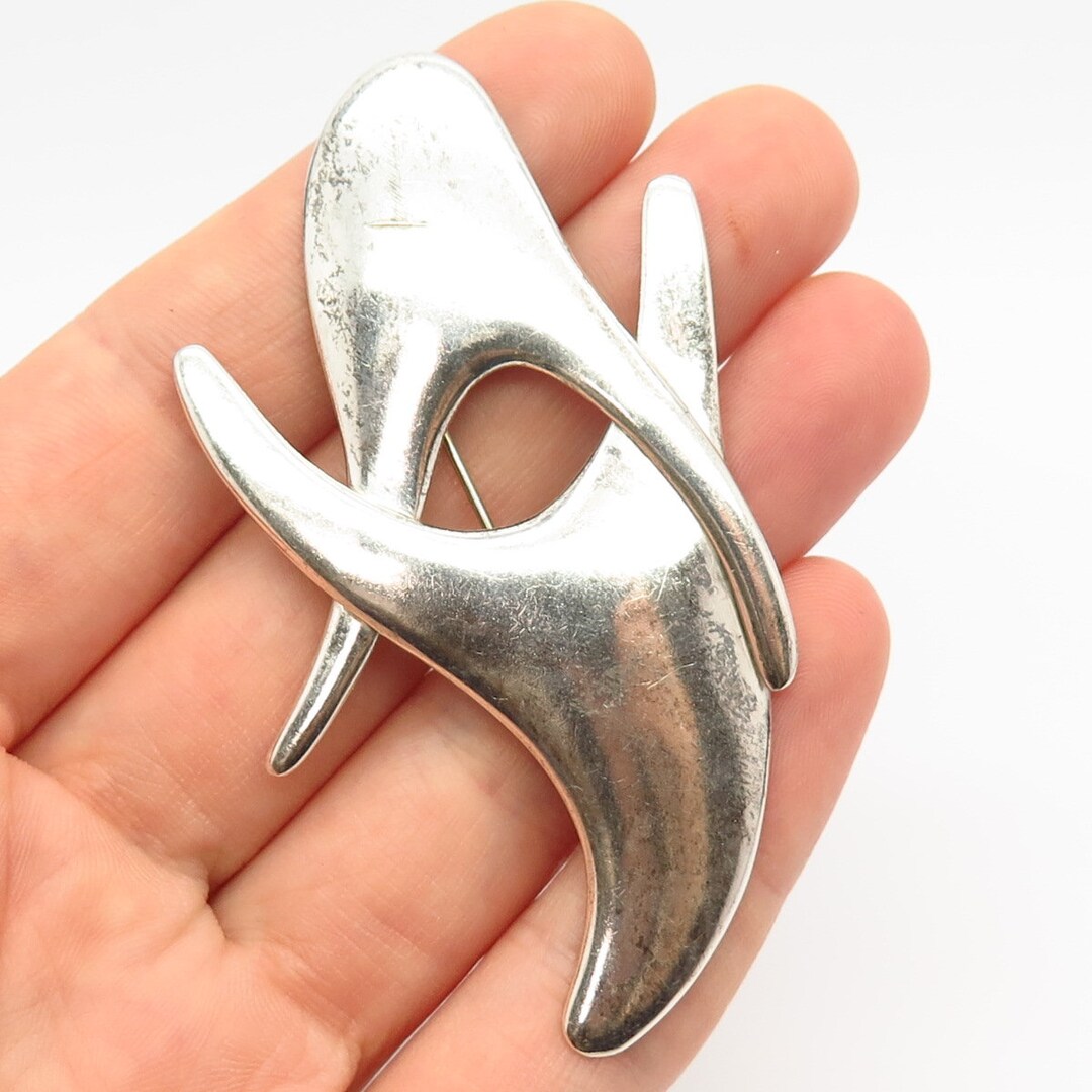 925 Sterling Silver Vintage Abstract Design Pin Brooch - Etsy
