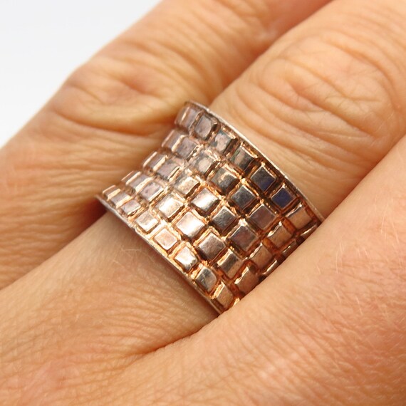 925 Sterling Silver Stone Blocks Design Wide Concave … - Gem