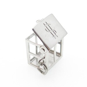 925 Sterling Silver Antique Art Deco US Dollar Cage Minimalist Lucky ...