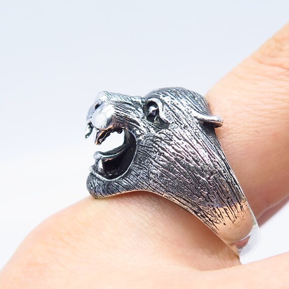 925 Sterling Silver Vintage Wild Animal Ring Size 11.… - Gem