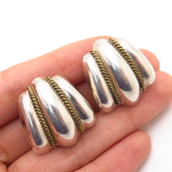 925 Sterling Silver 2-tone Vintage Mexico Modernist Ribbed | Etsy