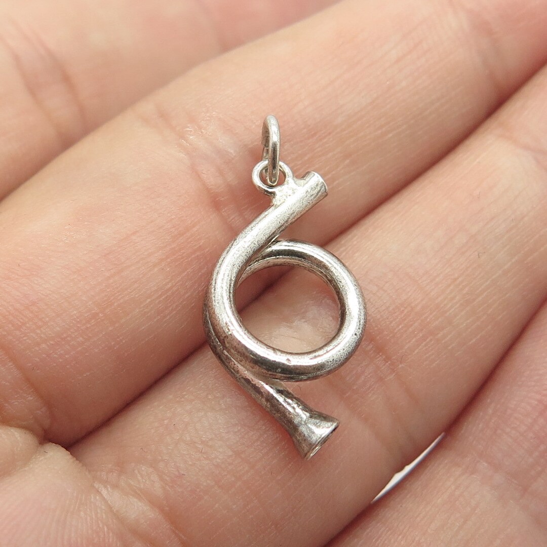 925 Sterling Silver Antique Art Deco Wind Musical Instrument Charm ...