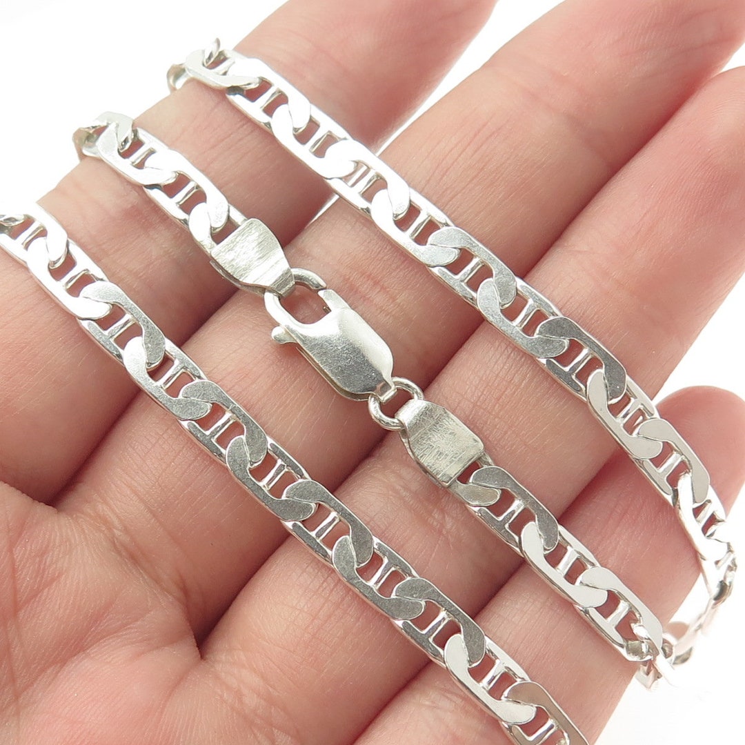 925 Sterling Silver Mariner Anchor Chain Necklace 24 - Etsy