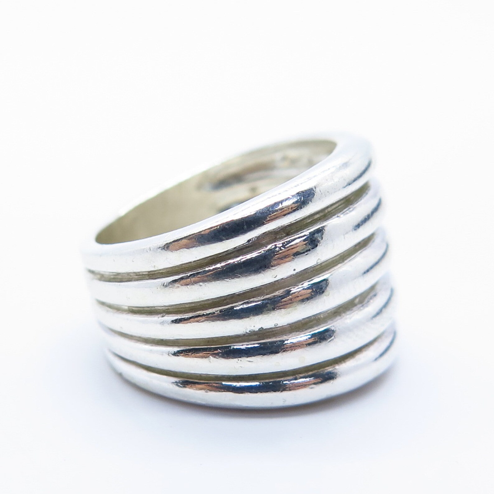 925 Sterling Silver Vintage Ribbed Wide Ring Size 5 3/4 - Etsy UK