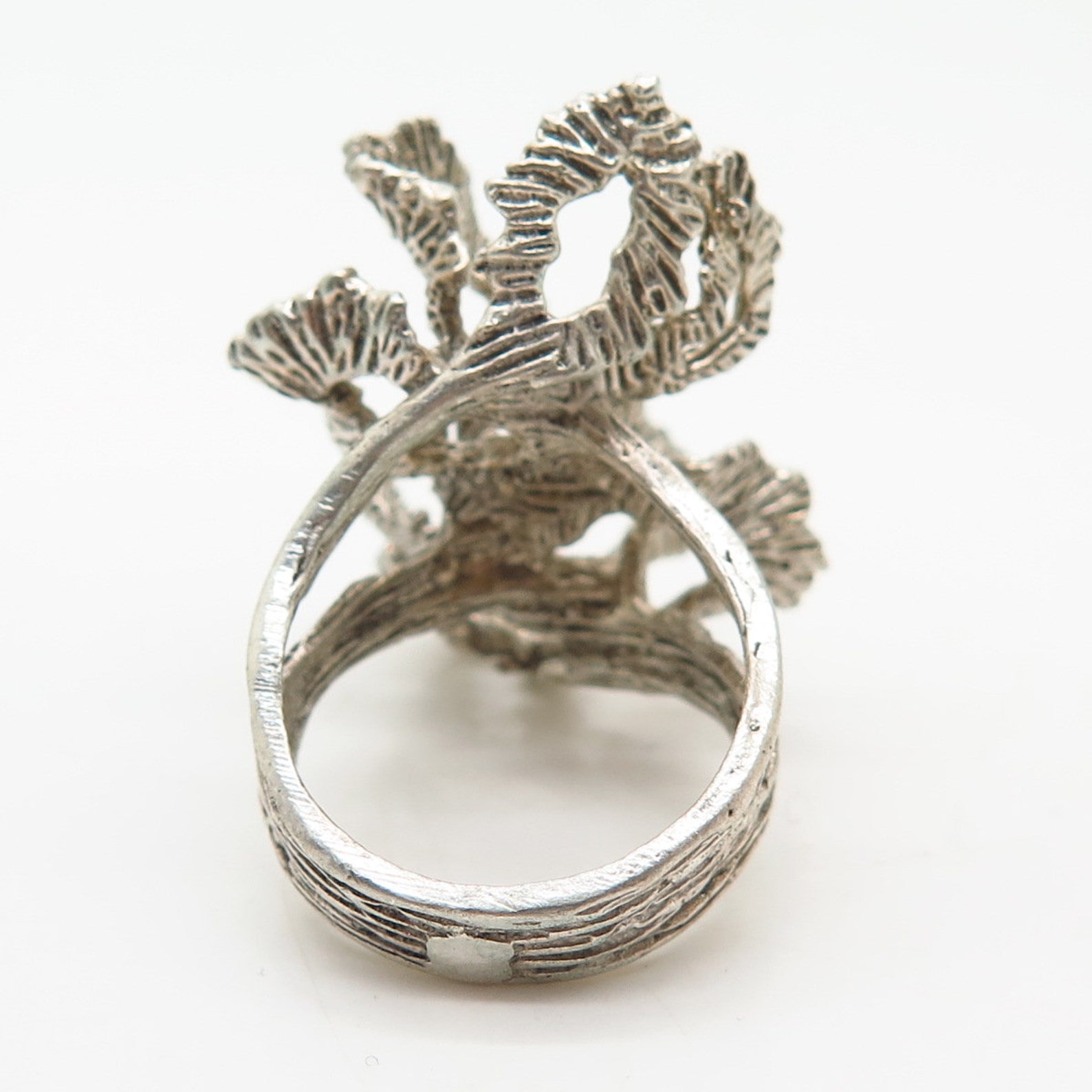 925 Sterling Silver Abstract Floral Design Wide Ring Size 5 | Etsy