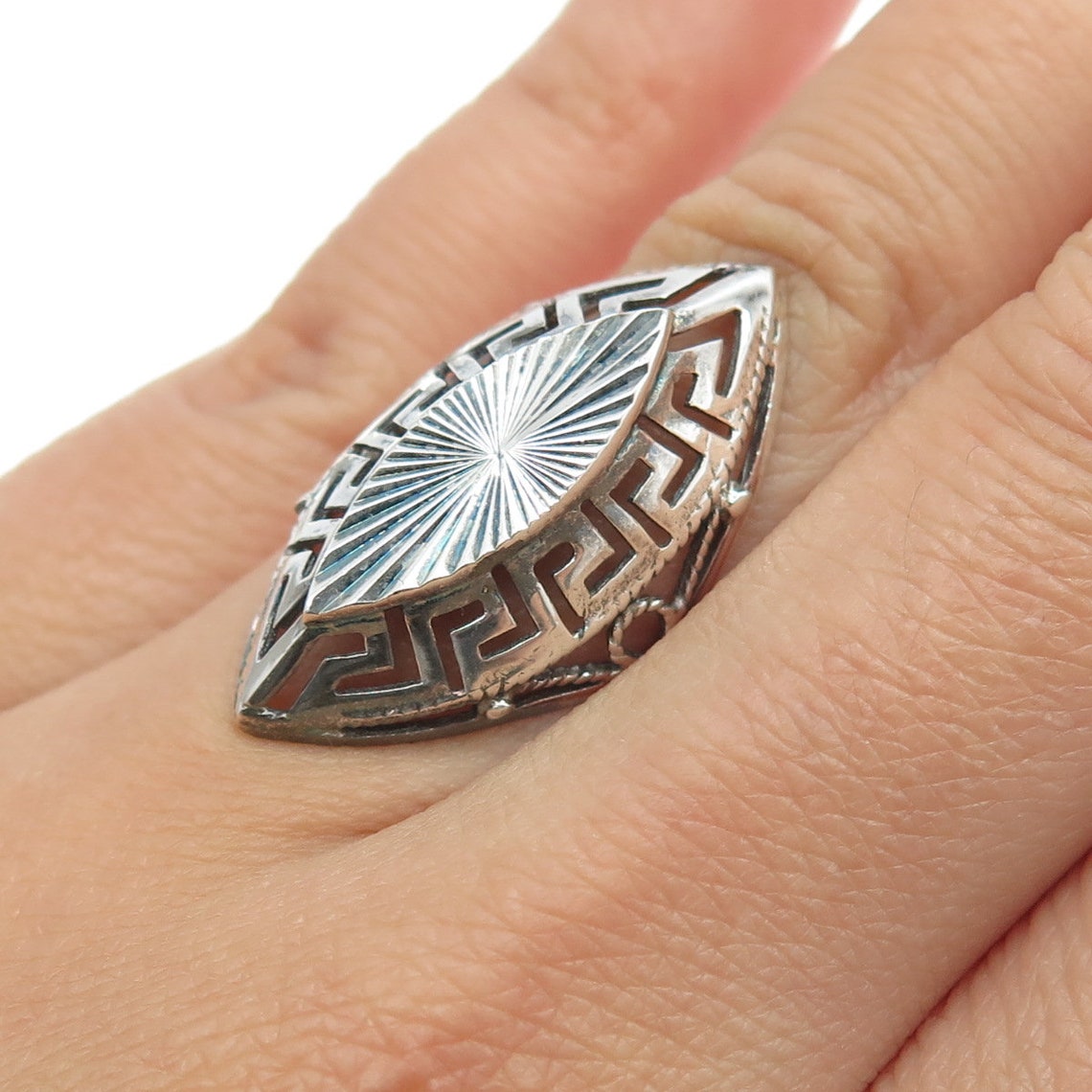 925 Sterling Silver Vintage Turkey Greek Maze Statement Ring Size 6 - Etsy