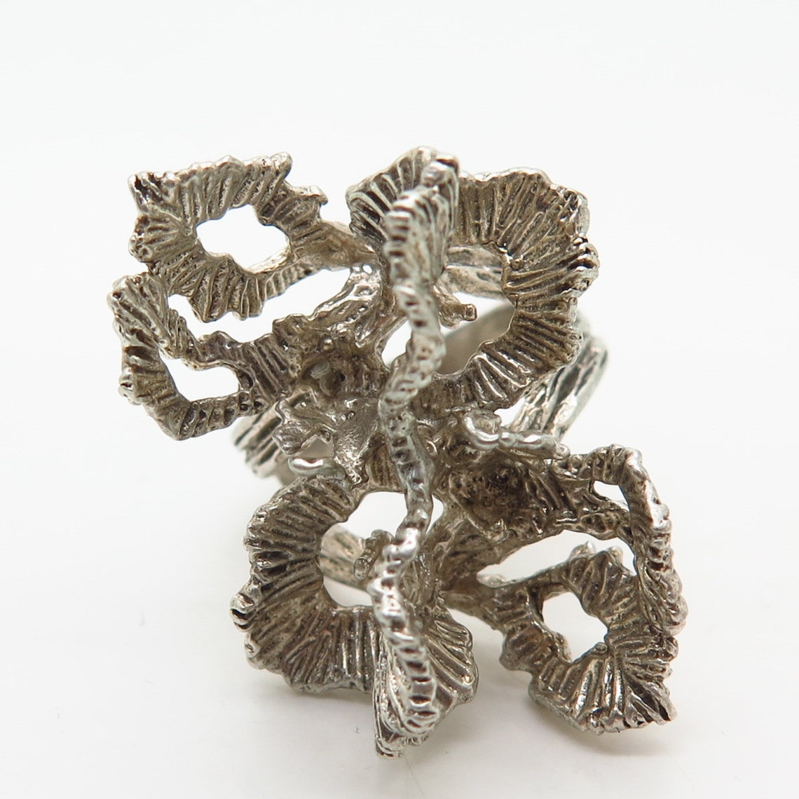 925 Sterling Silver Abstract Floral Design Wide Ring Size 5 - Etsy