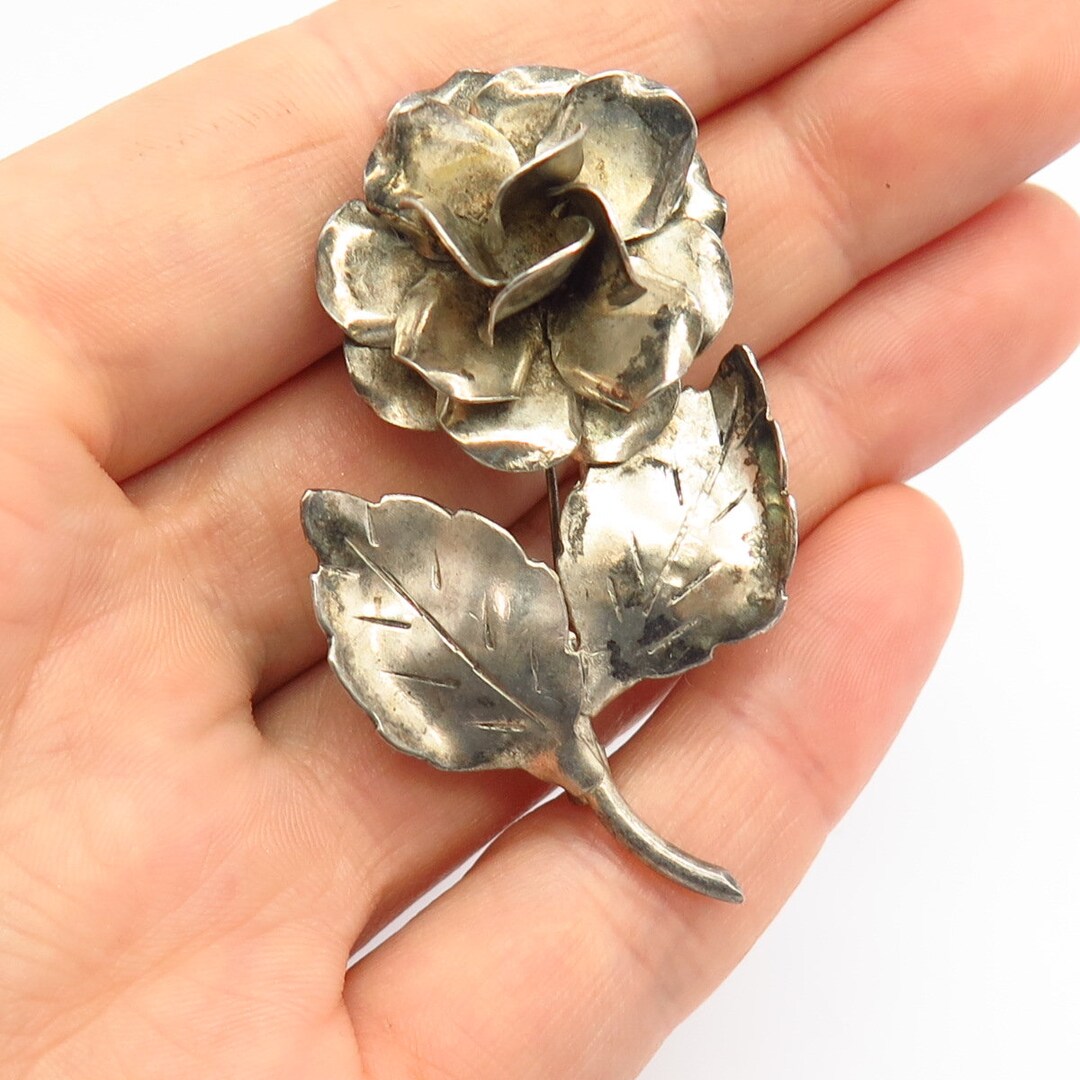 Alpaca Antique Rose Floral Design Pin Brooch - Etsy