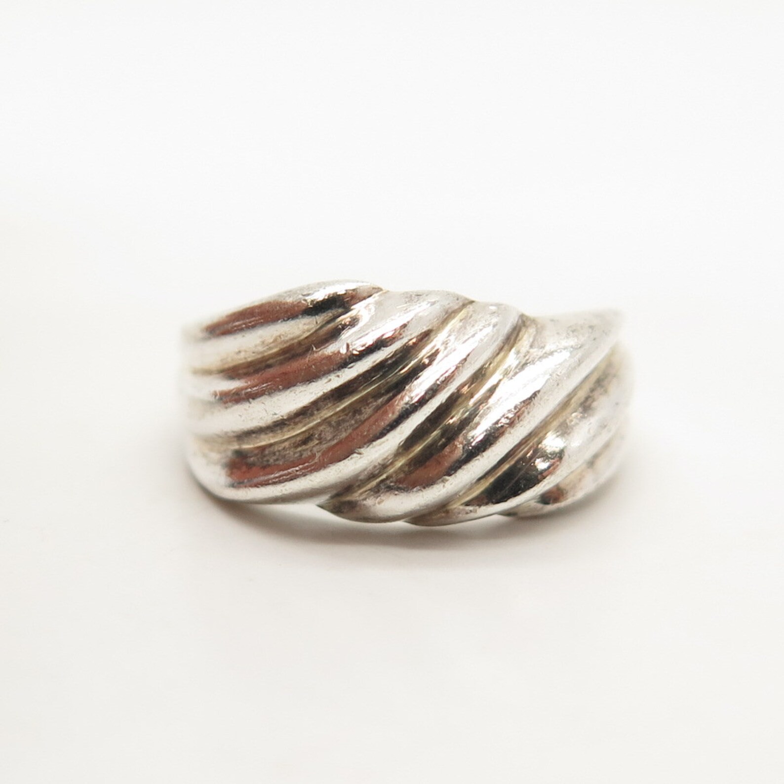 925 Sterling Silver Vintage Ribbed Ring Size 7 - Etsy