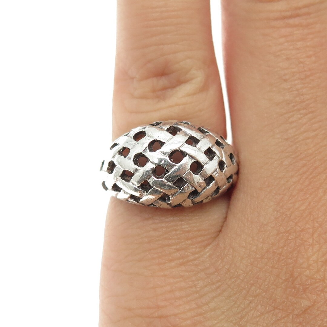 925 Sterling Silver Vintage Braided Dome Ring Size 5.25 - Etsy