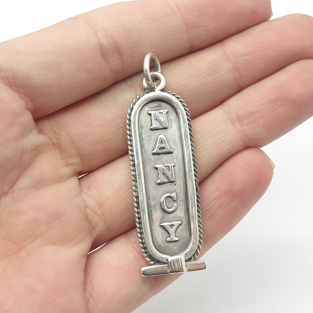 900 Silver Vintage nancy Egyptian Cartouche Pendant - Etsy