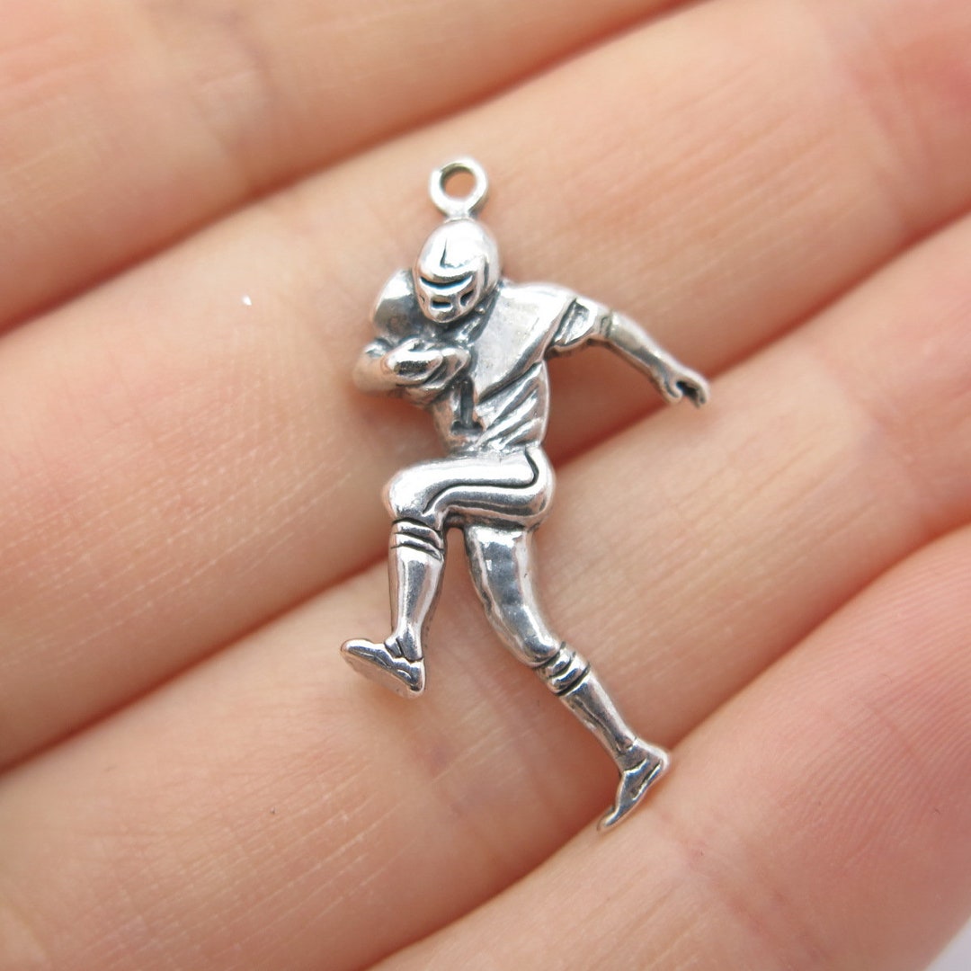925 Sterling Silver Vintage Rugby Player Charm Pendant - Etsy