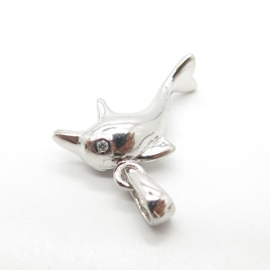925 Sterling Silver Vintage C Z Dolphin for Good Luck Pendant - Etsy