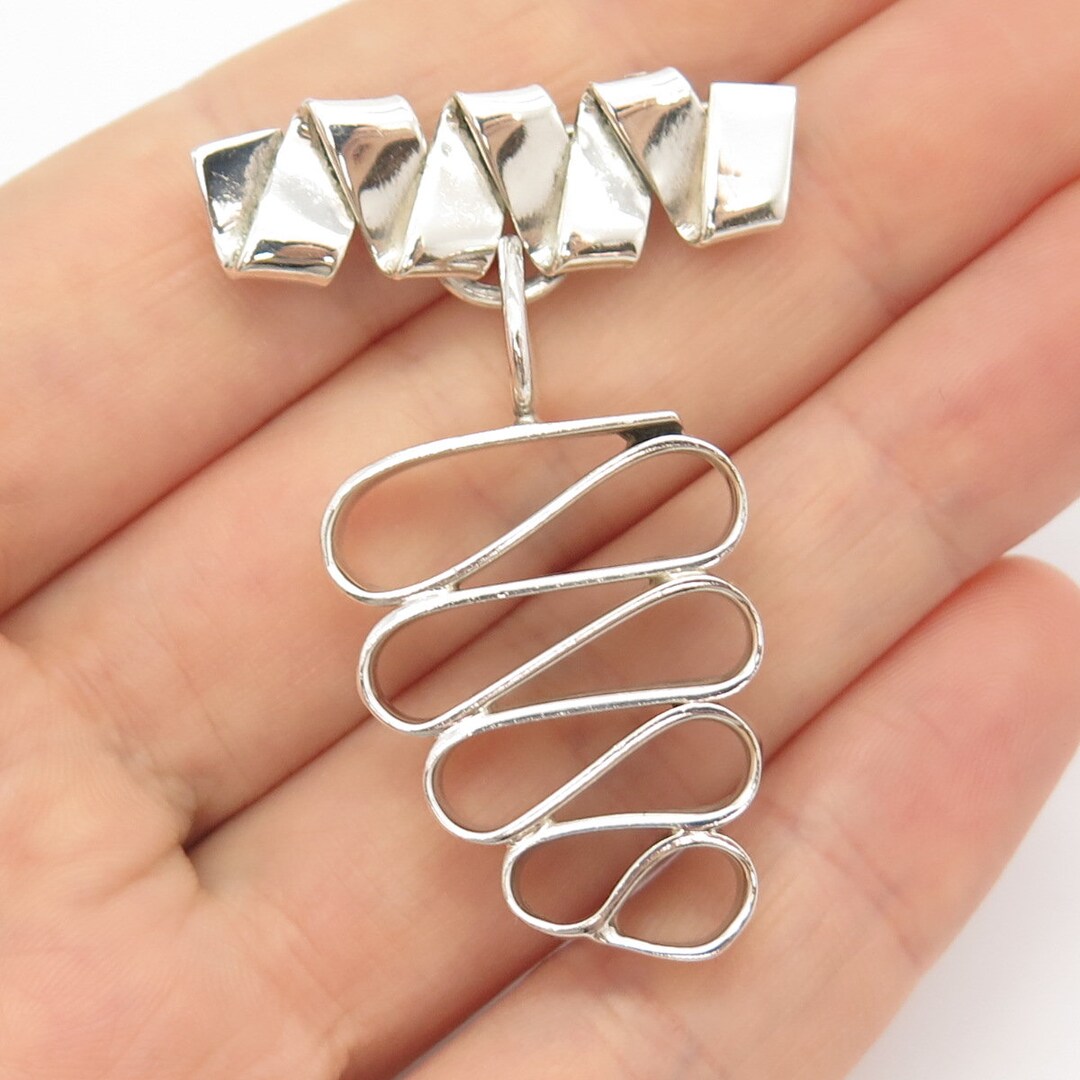 925 Sterling Silver Vintage Mexico Modernist Dangling Pin Brooch - Etsy