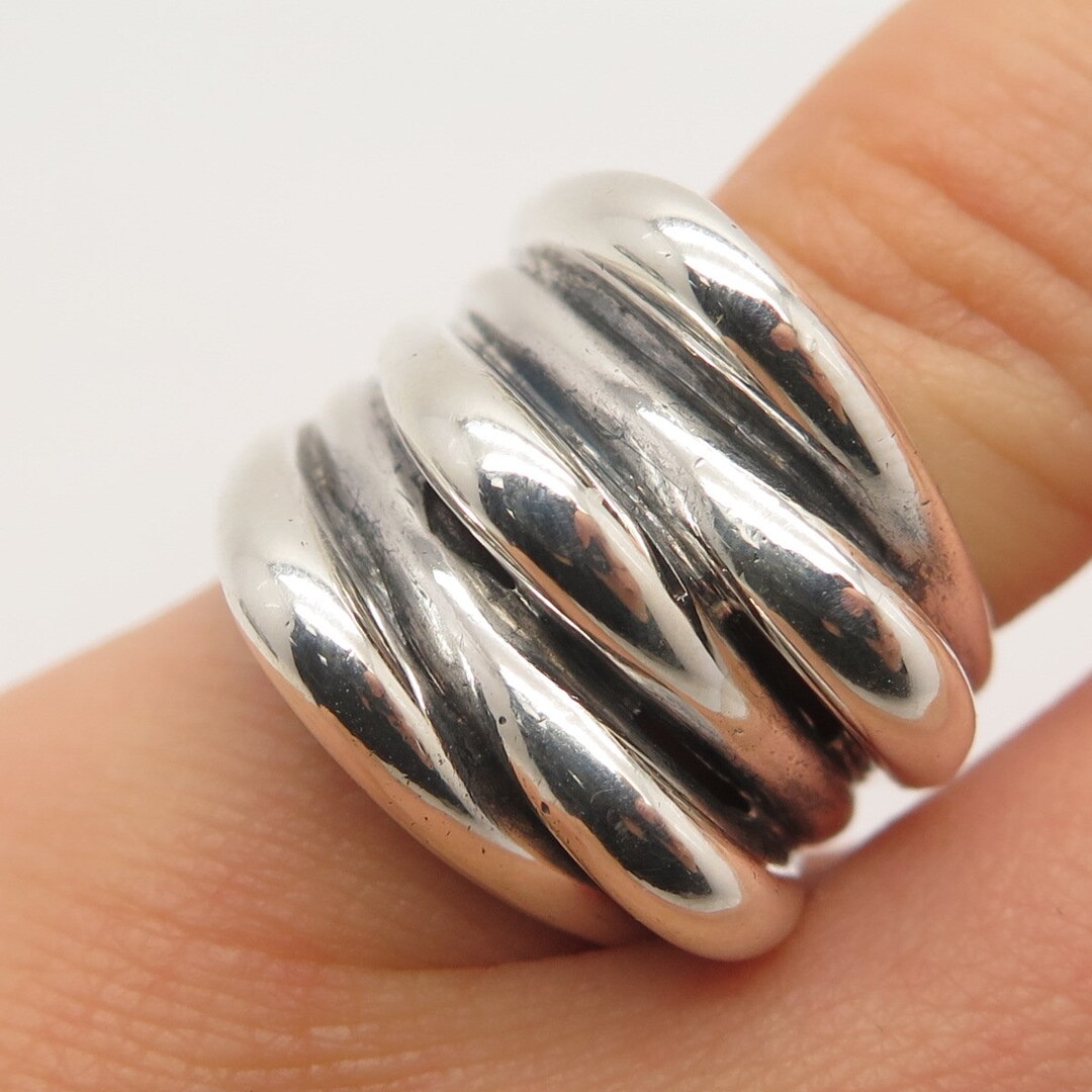 925 Sterling Silver Vintage Italy Multi-row Ring Size 4.75 - Etsy