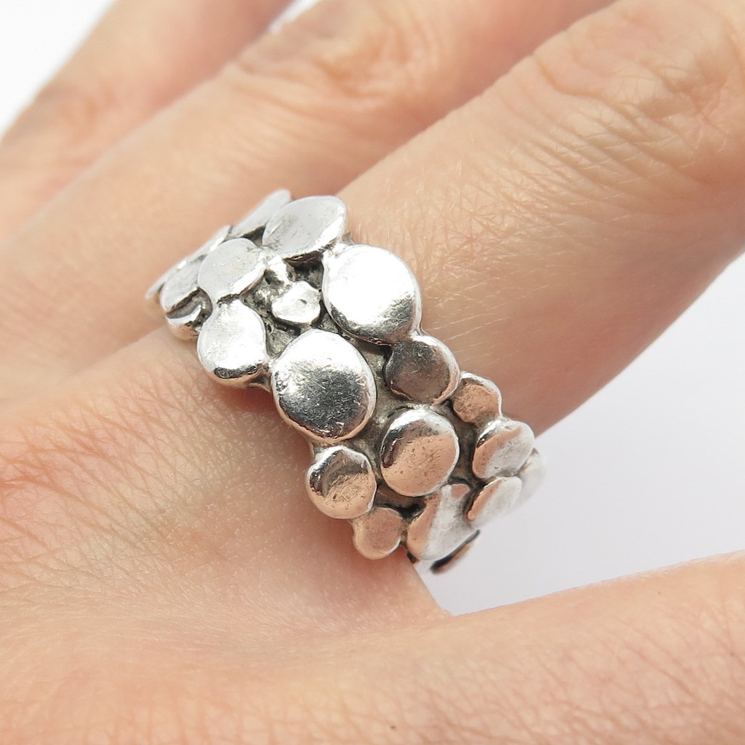 925 Sterling Silver Vintage Pebble Band Ring Size 9 - Etsy
